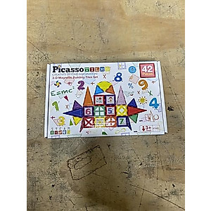 PicassoTiles Magnetic Building Blocks with Tiles and Click-in Educational Graphic Arts Magnet Construction Toy Set STEM Learning Playset Child Brain Development Stacking Playboard