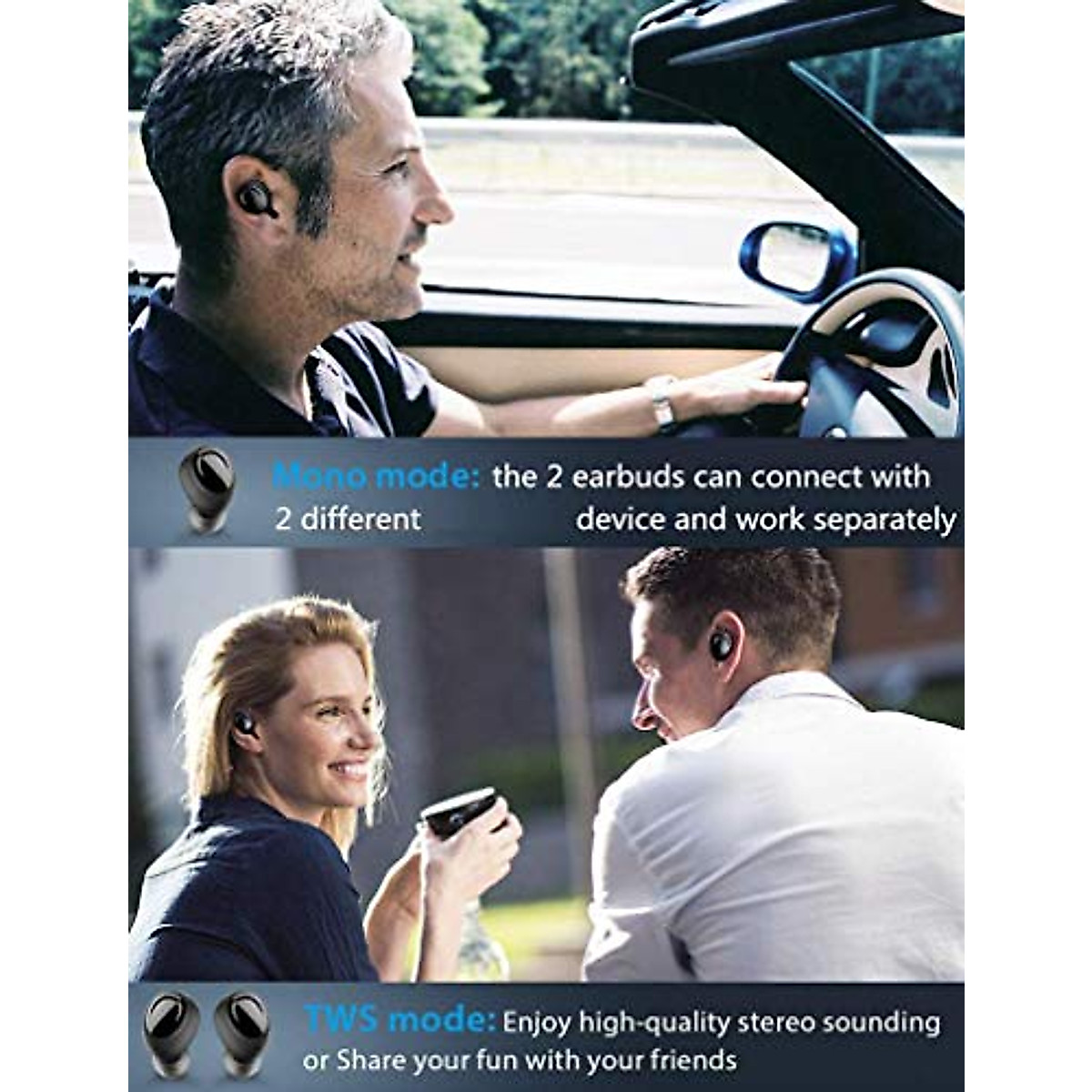 PHONIL TWS Headphones Wireless Earbuds Earphones for Moto G Stylus 5G Phone, True Stereo Headset Hands-Free Mic Charging Case Compatible with Motorola Model ,Black, PH-PH20935B3F-3