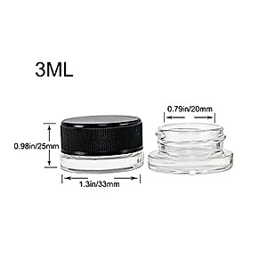 NC 10Pcs 3ml Glass Pot Jars Round Clear Leak Proof Glass Cosmetic Container Jars with Black Lids for Sugar Scrub, Cream, Bath Salt, Slime(0.1oz)