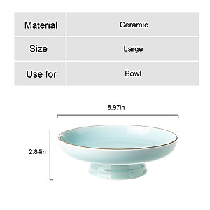 Kelendle Ceramic Footed Bowl Round Pedestal Bowl Decorative Fruit Dish Holder Dessert Display Stand for Kitchen Counter Centerpiece Table Decor Serving Fruit Tray