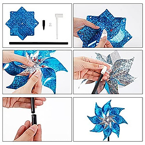 Hausse 30 Pack Reflectors Scare Rods & 10 Pack Reflective Pinwheels with Stakes, Blue