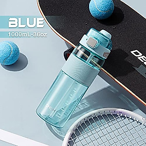 CMSH Sport Water Bottle 24oz&32oz large diameter flip top water bottle with Straw & Anti-scalding,One-click open,two ways to drink, suitable for all occasions Sports fitness leisure（32OZ-Blue