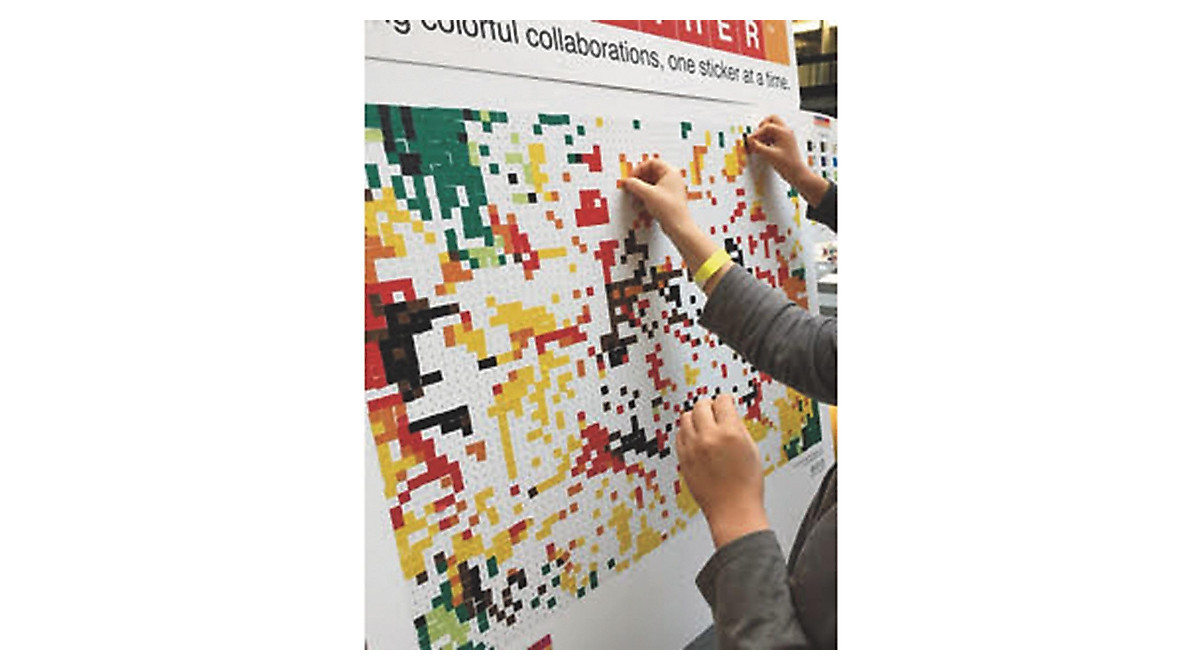 Collaborative Sunflower Sticker Mosaic for Groups