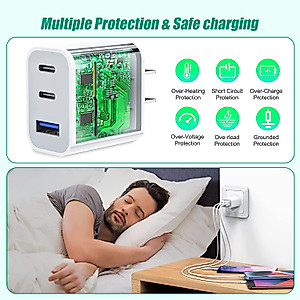 [2-Pack] iPhone 15 Charger Block, 35W 3-Port Fast USB C Charger Block Dual Port PD Power Adapter + QC Wall Plug Multiport USB C Wall Charger Block for iPhone 15/15 Pro/15 Pro Max/15 Plus/14/13/12/11/X