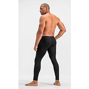 DEVOPS Men's Thermal Compression Pants, Athletic Leggings Base Layer Bottoms (2 Pack) (Large, Black/Black)