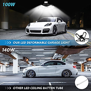 BRAINIAC 2 Pack 100W & 2 Pack 150W LED Garage Light Bulb Deformable Garage Light Fixture E26/E27 Screw-in Garage Lights Ceiling Led for Basement Workshop