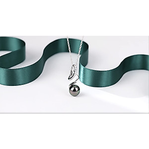 CHAULRI Spiral Love Tahitian Black Pearl Pendant Necklace 18K Gold Plated 925 Sterling Silver- Birthday Anniversary Jewelry Gifts for Women Wife Mom Daughter