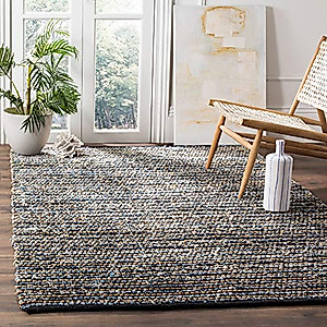 SAFAVIEH Cape Cod Collection 2'3" x 6' Blue CAP365A Handmade Flatweave Braided Cotton & Jute Runner Rug