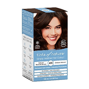 Tints of Nature 4N Natural Medium Brown Permanent Hair Dye, Nourishes Hair and Covers Greys, Ammonia-Free, 130ml