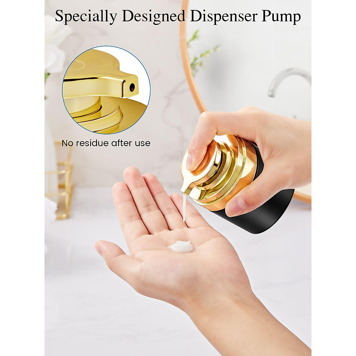 PARAKE Airless Pump Jars, 4-Pack 1.7 Oz Empty Moisturizer Pump Dispensers, Refillable LeakProof Vacuum Cosmetic Containers, Travel Airless Pump Bottles for Cream Lotion Skincare Toiletries (Black)