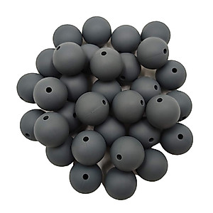 100pcs Dim Gray Color Silicone Round Beads Sensory 15mm Silicone Pearl Bead Bulk Mom Necklace DIY Jewelry Making Decoration
