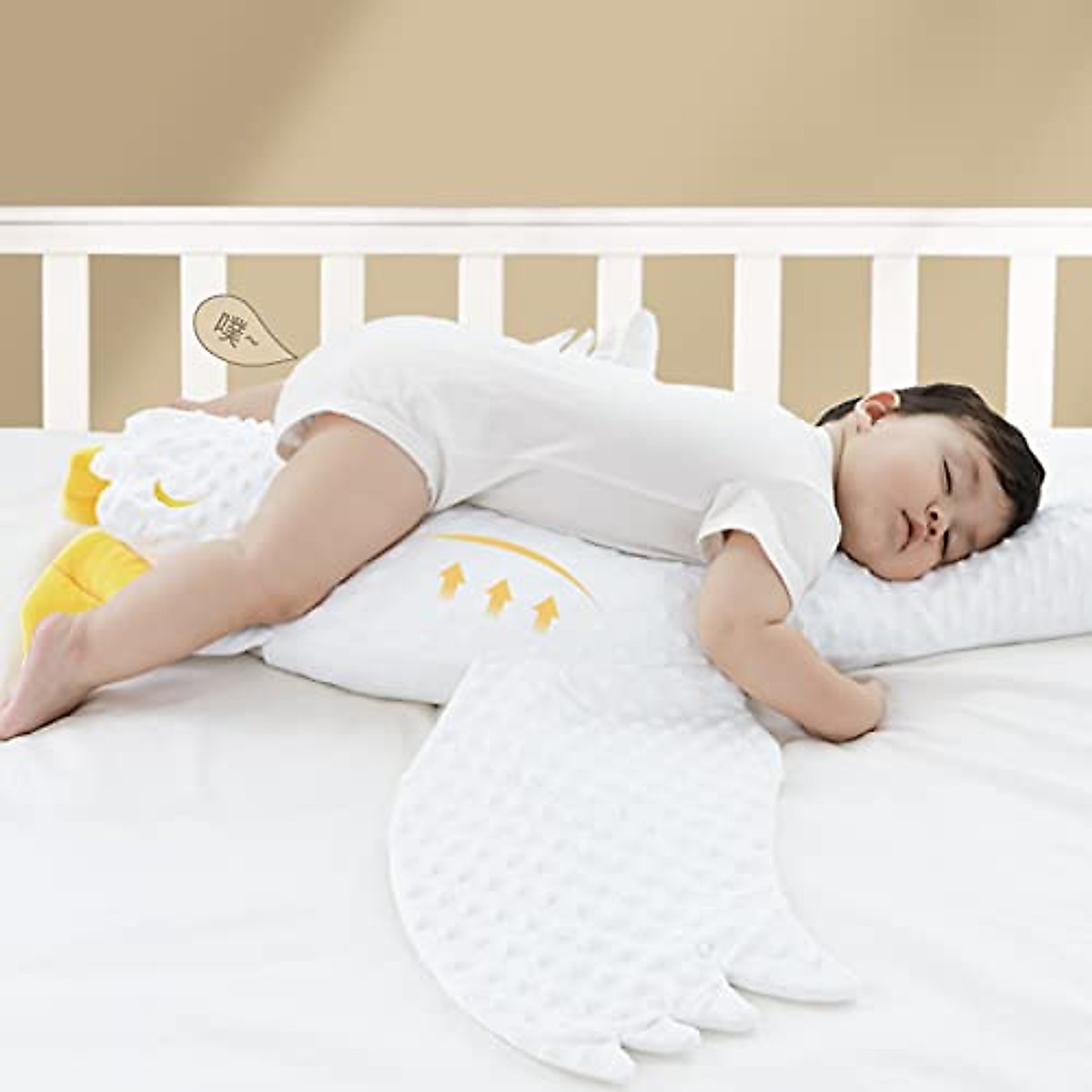 Dilyvoli Baby Pillow for Newborn White Goose Plushies Toy Pillow, 38.1" Toddler Nursery Pillow, Infant Soothing Pillow, Goose Stuffed Pillow, Toddler Exhaust Pillow - Photo Prop Shower Gift（White）