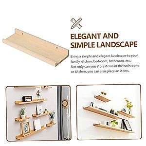 HOMOCONO Wooden Shelf Wall Mounted Shelf Wall Mount Shelves Multi-Function Floating Shelf Decorative Shelves Wall Hanging Shelf Farmhouse Floating Shelf Ledge Display Shelf Wall Stand Khaki