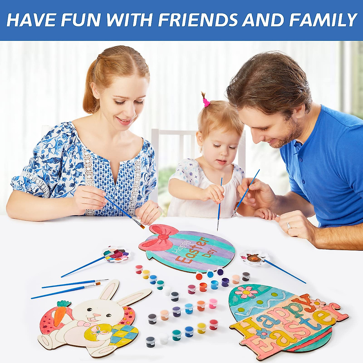 3pc Easter Arts and Crafts for Kids Paint Your Own Easter Yard Signs Wood Paint Craft Kits for Ages 8-12 Home Party Suppliess