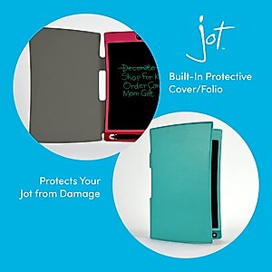 Boogie Board Jot Reusable Writing Tablet for Adults, 8.5 Digital Notebook with Instant Erase, Digital Notepad with Magnets, Note Taking Tablet for Work or School, Gold with Protective Folio