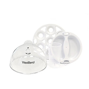 West Bend 87628 Automatic Electric Egg Cooker Hard-or Soft-Cook 7 or 2 Poached or Scrambled, 360 Watts, Gray