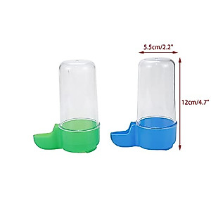 Meprotal 2pcs Automatic Bird Feeders, Bird Water Dispenser for Cage, Bird Water Bottle Drinker Hanging Seed Food Container Dispenser for Parrots Budgie Hamster 200ml (Blue & Green)