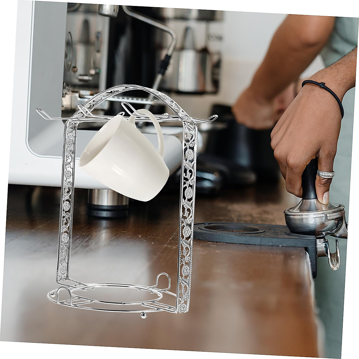 FUNOMOCYA Kitchen Countertop Mug Drying Rack Stylish Cup Holder Stand for Coffee Mugs Teacups and Bottles Space Saving Organizer for Home Kitchen Office and Restaurant Use