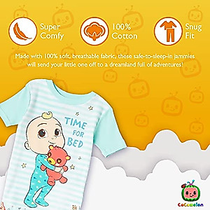 CoComelon Boys’ 4-Piece Snug-Fit Cotton Pajamas Set, Time for Bed, 5T