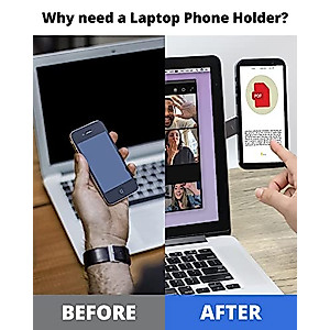 MiLi Magnetic Laptop Phone Holder, Adjustable Monitor Side Mount Phone Holder, Screen Extension Bracket for iMac/MacBook, Compatible with MagSafe for iPhone 12/13/14 Max/Pro/Mini (Dark Gray)