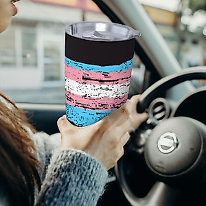 Uniwneds Transgender Pride Flag Stainless Steel Tumbler Mugs With Lid And Straw 20 Oz Insulated Travel Coffee Mugs Cap Bottle Gifts For Women Men