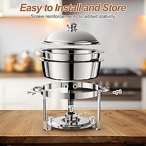 4 Pack Round Chafing Dish Buffet Set,Stainless Steel 8QT Round Buffet Servers and Warmers, Thick Stand Frame Catering Chafe with Mirror Covers,Food Warmer for Party, Weddings,Picnic