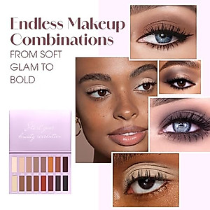 Lamora Eyeshadow Palette Makeup - Eye Makeup Palette with 16 Highly Pigmented Matte Shades - Vegan & Blendable