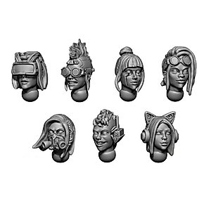 Green Stuff World for Models and Miniatures - Female Heads Cyberpunk 11417