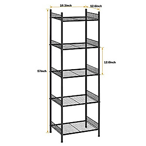 HEOMU 5 Tier Shelving Unit Metal Storage Shelf, Wire Shelves Organizer Utility Storage Racks and Shelving for Laundry Bathroom Kitchen Garage