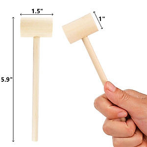 DEAYOU 60 PCS Mini Wooden Hammers Mallets, Crab Mallet Wood Hammer for Chocolate, Breakable Hearts, Small Multi-Purpose Hardwood Cracking Tool Beating Gavel for Lobster, Seafood, Shellfish, Crafts