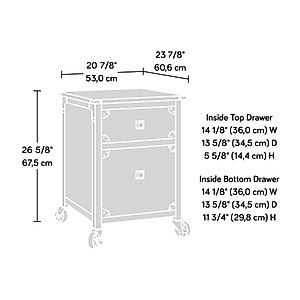 Sauder Steel River File Pedestal, L: 20.87" x W: 23.86" x H: 26.58", Carbon Oak Finish