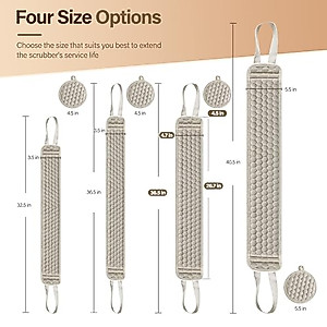 Suntee Exfoliating Back Scrubber & Exfoliating Sponge Pad Set for Shower, Bath Shower Scrubber for Men and Women, Luffa Scrubber to Deep Clean Relax Your Body (36.5'' Length 4.5'' Width)