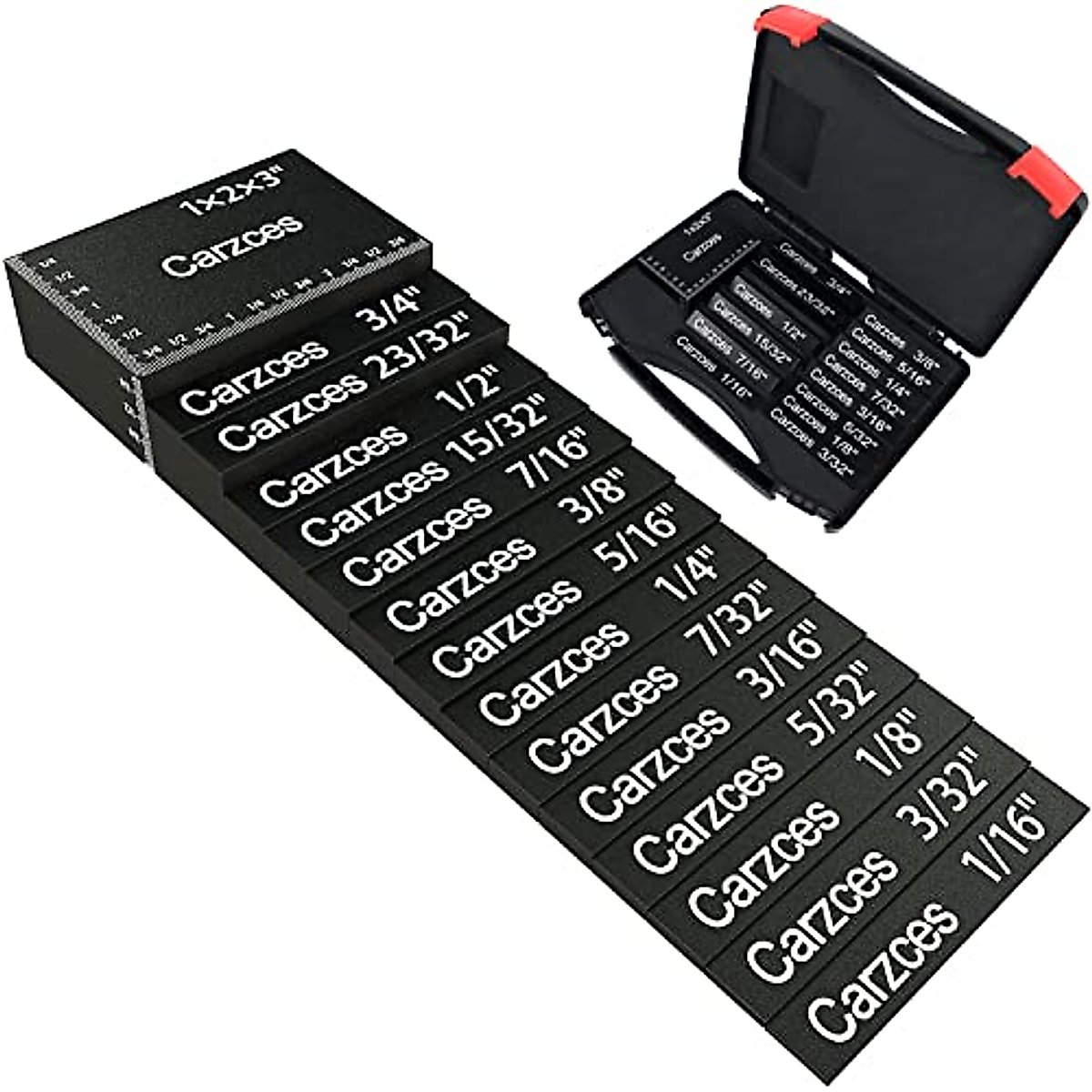Setup Blocks Height Gauge Set, 15pcs Precision Aluminum Height Gauges Set Setup Bars, Testing Gage Block Gage Measuring Tool for Router and Table Saw Woodworking Accessories- Black