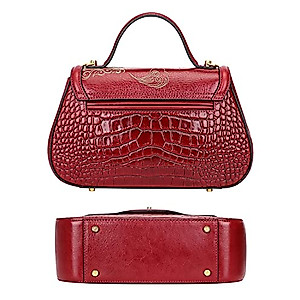 PIJUSHI Designer Crossbody Purses and Handbags for Women Crocodile Leather Satchel Bag (66522 Red)