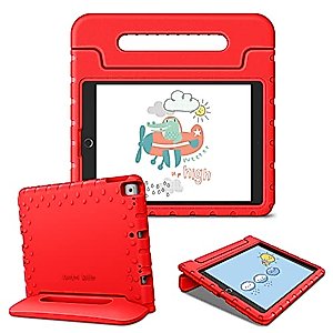 Fintie Kids Case for iPad 9th / 8th / 7th Generation (2021/2020 / 2019) 10.2 Inch - Shockproof Light Weight Handle Stand Case, Also Fit iPad Air 3 10.5" (2019) / Pro 10.5" (2017), Red