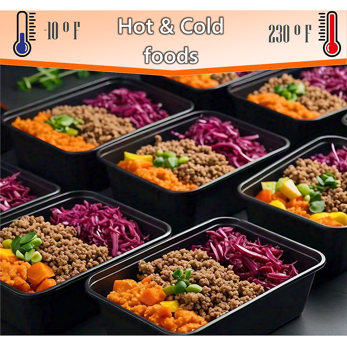 Mr Miracle Meal Prep Containers with Lids - 50 Pack, 24 Oz Take Out Containers With Lids - Leakproof, Microwave & Freezer Safe Disposable Food Containers for Meal Planning & Storage