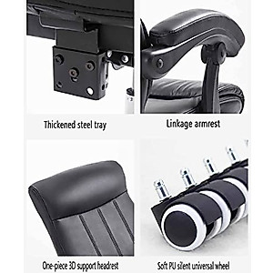 RILOOP Premium Ergonomic Desk Chair and Computer Chair with Reclining Function, Footrest, Arms and Wheels - Ideal for Home Office - Comfortable Multifunctional Office Chair/Black