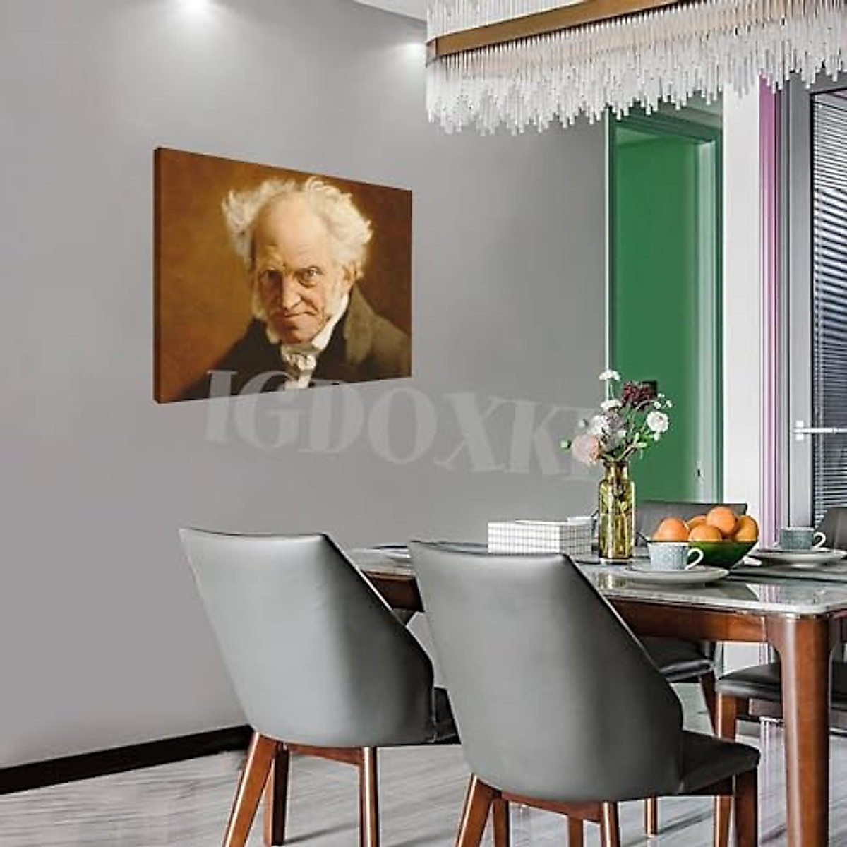 DEVINK Philosopher Arthur Schopenhauer Portrait Art Poster Aesthetic Art Deco Living Room Bedroom Decor Prints Frame-style 20x16inch(50x40cm)
