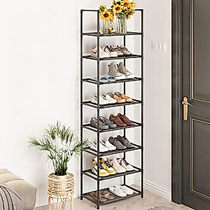 Z&L HOUSE 8 Tier Shoe Rack Tall, Sturdy Metal Narrow Rack That Can Store 16-20 Pairs of Shoes, Stackable Shelf for Closet Entryway to Increase The Use of Space