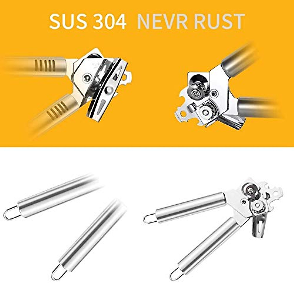 SODIAL Steel Can Opener Food-Safe with -in Opener,Can Opener Handheld