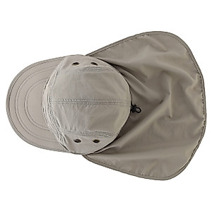 Connectyle Men's Visor Sun Hat with Neck Flap Baseball Cap for Fishing Safari Hiking Hats Light Grey