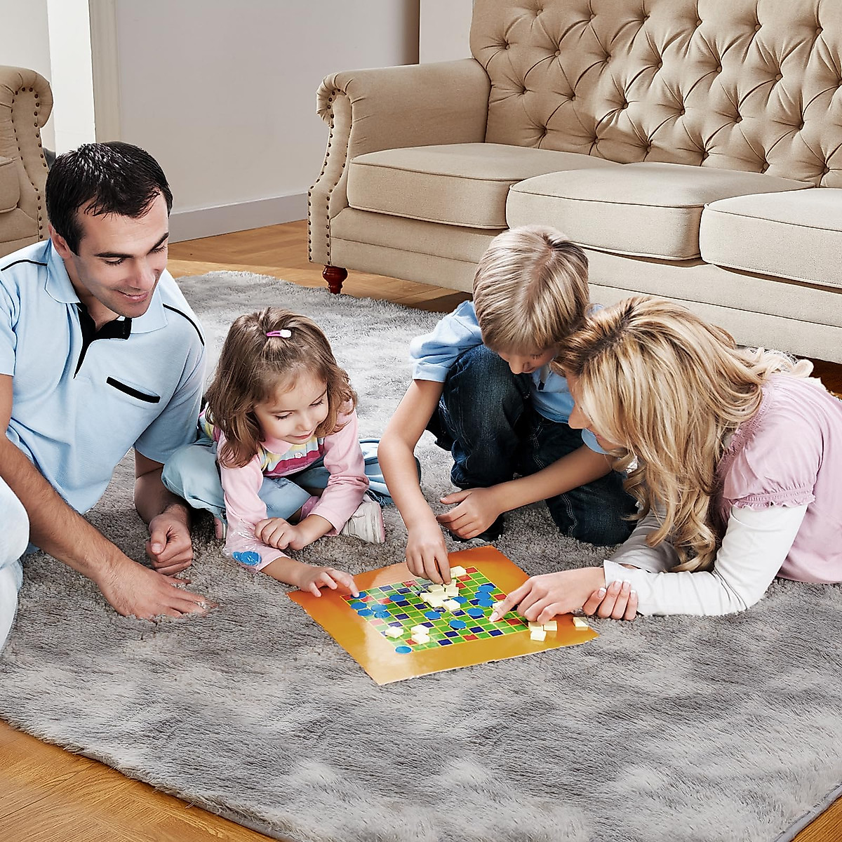 Luxury 8x10 Large Area Rugs for Living Room, Super Soft Fluffy Modern Bedroom Rug, Big Indoor Thick Soft Nursery Rug, Non-Skid Nursery Faux Fur Carpet for Kids Room Home Décor，Tie-Dyed Light Grey