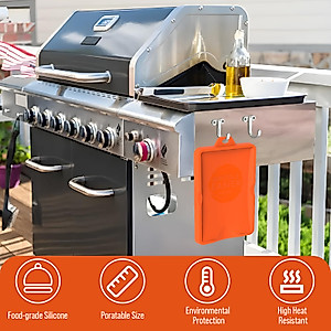 Silicone Spatula Mat for Ladle, Spoon Rest Kitchen Utensil Holder Drip Pad, Heat Resistant Spoon Holder for Stove Top & Grill, Non Slip, Keep Neat and Clean(Orange)