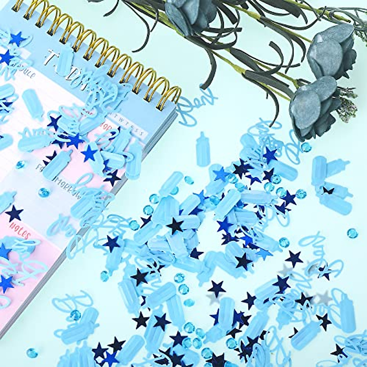 1000 Pieces Baby Shower Confetti - Baby Shower Decorations Blue Boy Table Scatter Confetti, Sprinkles Decor Confetti for Baby Shower Gender Reveal Party Supplies (Boy)