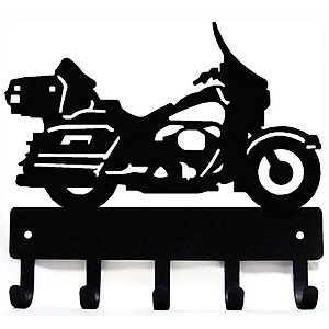 The Metal Peddler Touring Motorcycle Motorbike #3 - Key Rack Holder for Wall - 9 inch Wide - Made in USA