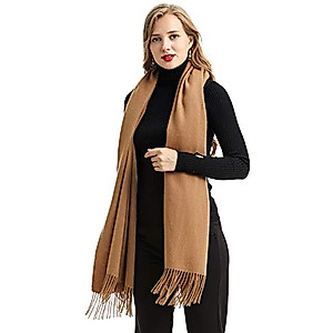 MARUYAMA Cashmere Stole, 100% Cashmere, Gorgeous & Natural, Satisfactry Large Scarf, Wrap, 78.7x27.5 in, 11.3 oz, # K0101 (Camel)