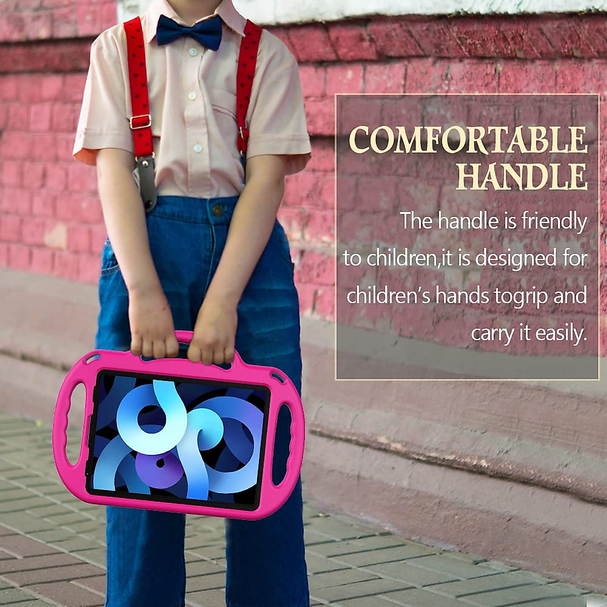 eTopxizu Kids Case for iPad Air 5th Generation 2022/iPad Air 4th Generation 2020, 10.9" iPad Air 5/4 Shockproof Handle Stand Case with Shoulder Strap for iPad Air 5th/4th Gen 10.9/Pro 11, Rose Pink