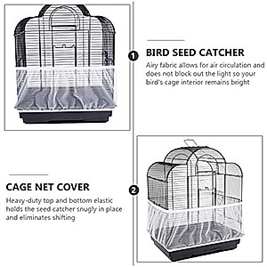 UEETEK Bird Seed Guards Catchers Bird Cage Bird Cage Mesh Net Cover Skirt Guard Stretchy Shell Skirt Traps Cage Basket (White)