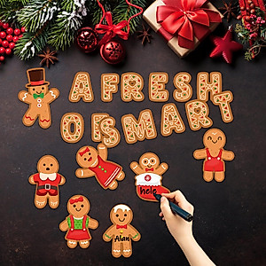 Haooryx 70Pcs Winter Christmas Mini Gingerbread Bulletin Board Classroom Decoration, Gingerbread Man Paper Cut-Outs Blackboard Border Decor for Christmas Party Home School Classroom Window Wall Decor