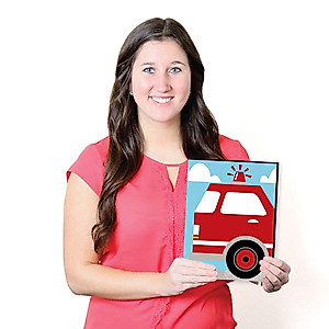 Big Dot of Happiness Fired Up Fire Truck - Firefighter Firetruck Nursery Wall Art and Kids Room Decorations - Gift Ideas - 7.5 x 10 inches - Set of 3 Prints